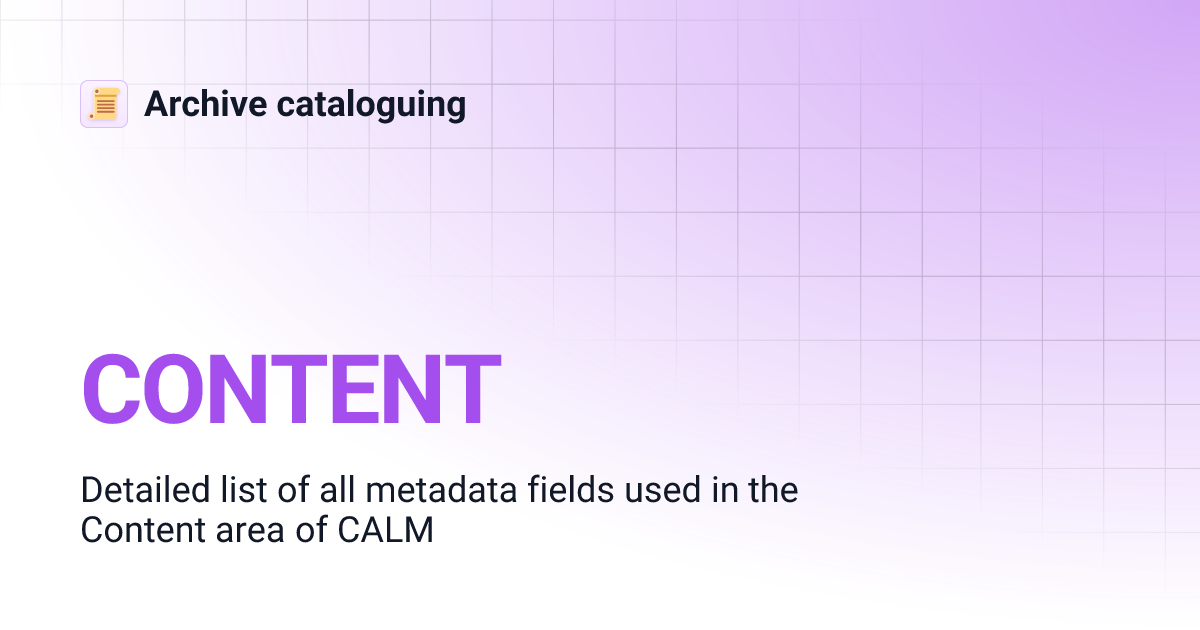 CONTENT | Archive cataloguing