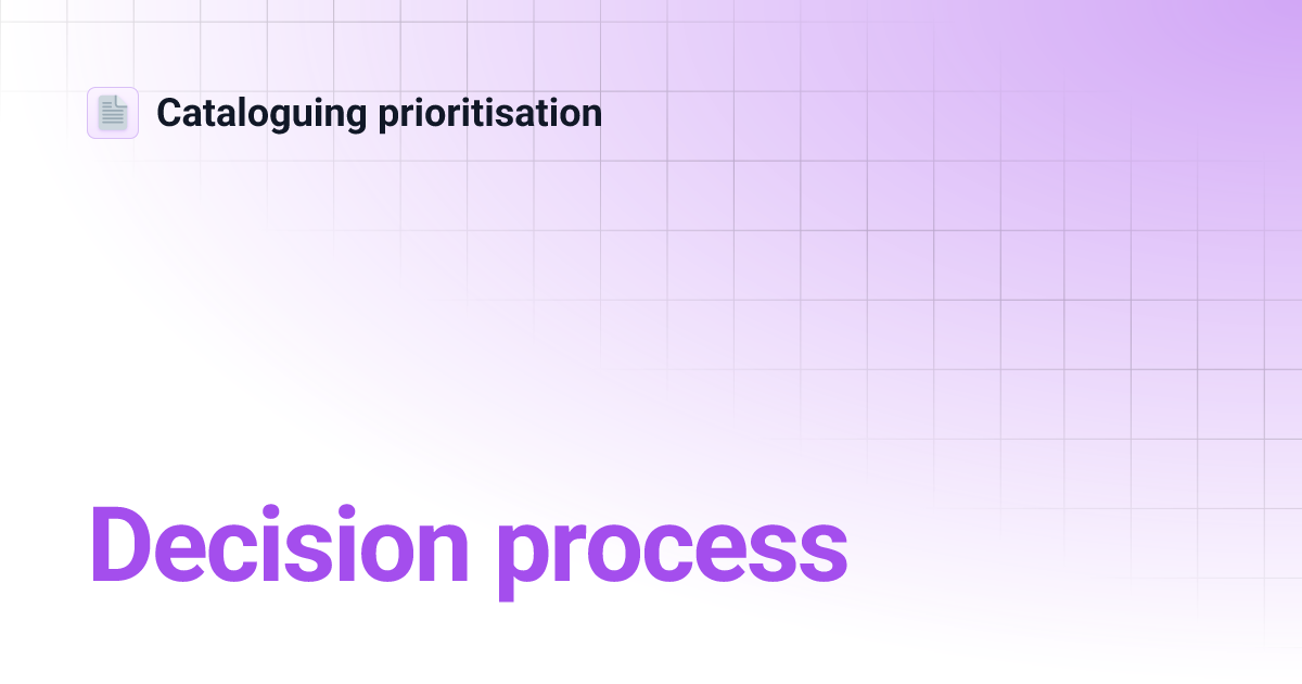 Decision process | Cataloguing prioritisation