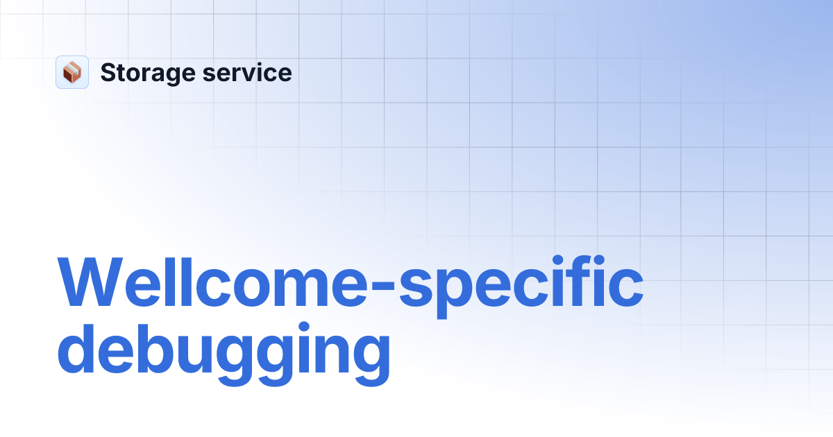 Wellcome-specific debugging | Storage service
