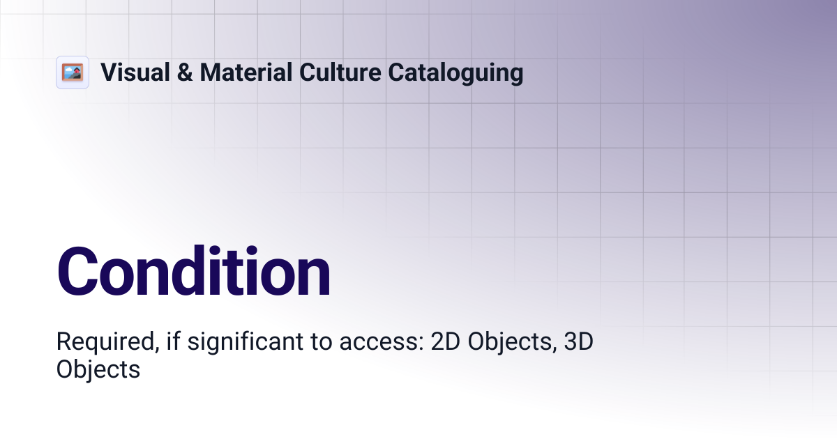Condition | Visual & Material Culture Cataloguing